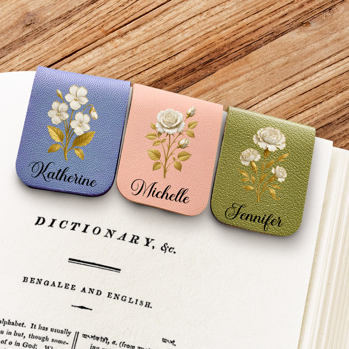 Flower Of The Month - Personalized Custom Leather Bookmark – Wrappiness UK